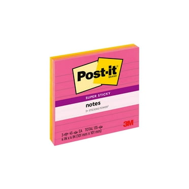 Post-it Super Sticky Lined Notes, 4" x 6", Canary Yellow, 3 Pack ...