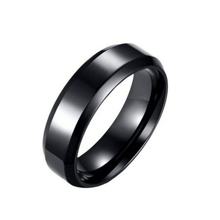 Black Titanium Steel Finger Ring For Women Gold Plated Rings Glossy ...