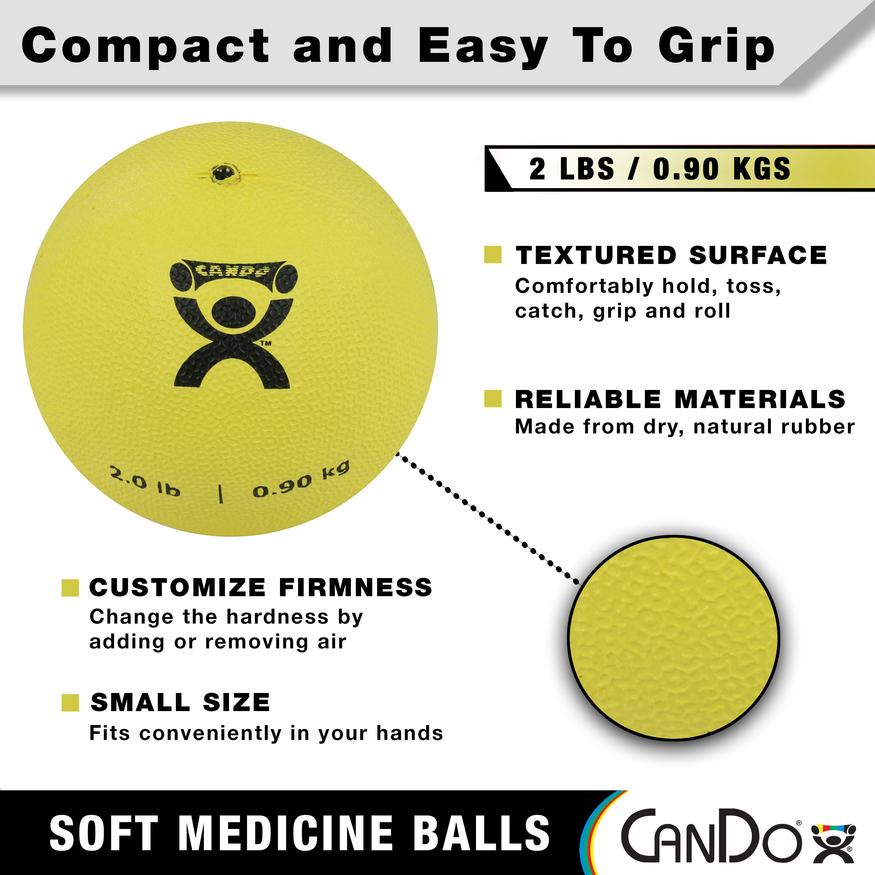 Buy CanDo Soft Medicine Ball 5 Diameter 2lb Yellow Exercise Ball for ...