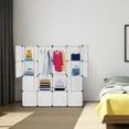 UBesGoo 16 Storage Cube Closet System Cabinet with 2 Rods for Clothes ...