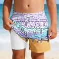 Angala Kids Shorts Elastic Waist Ice Cream Print Swim Shorts Summer ...