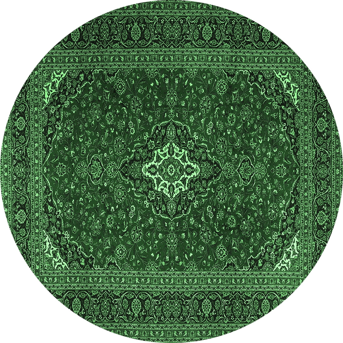 Ahgly Company Indoor Round Medallion Emerald Green Traditional Area ...