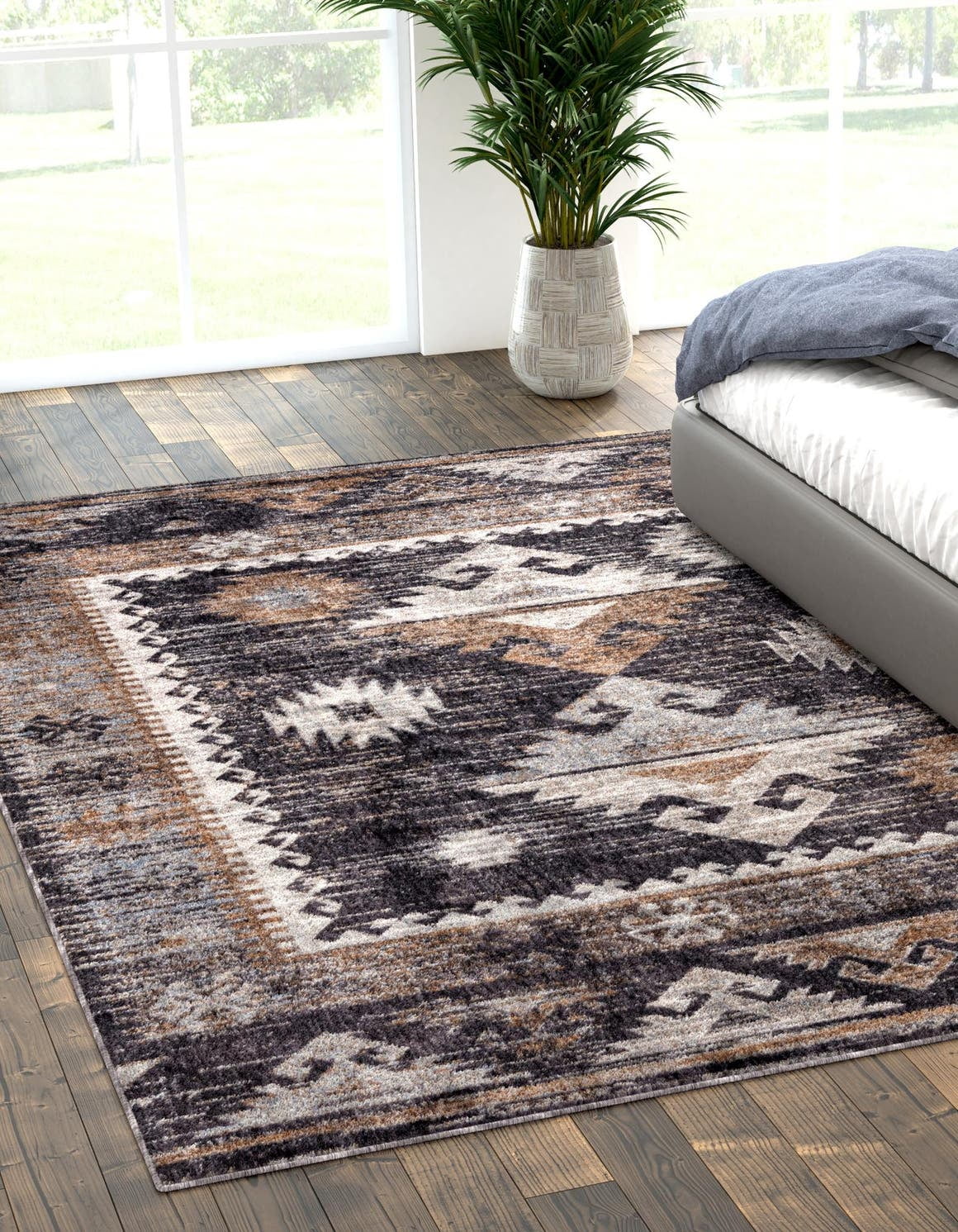 Rugs.com Eco Southwestern Collection Rug – 8' x 10' Charcoal Gray ...