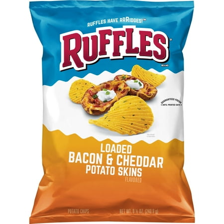 Ruffles Loaded Bacon & Cheddar Potato Skins Potato Chips, 8.5 oz Bag ...