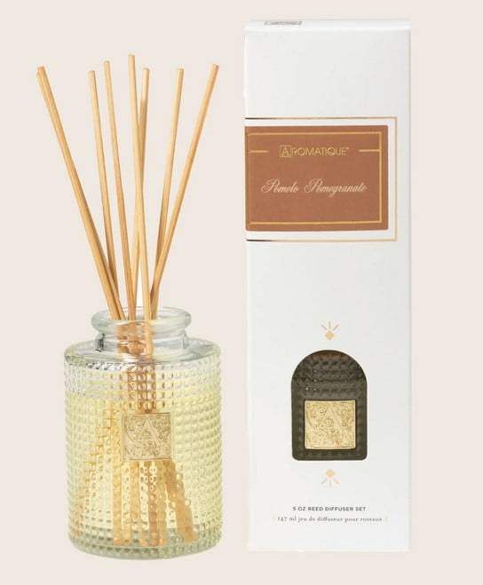 POMELO POMEGRANATE Aromatique Reed Diffuser Gift Set Glass Vessel ...