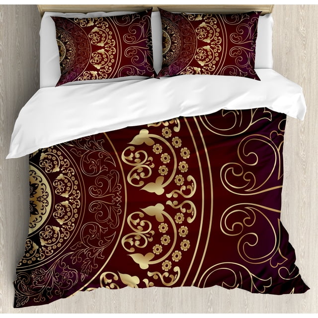 Mandala King Size Duvet Cover Set, Vintage Ethnic Asian Spiritual ...