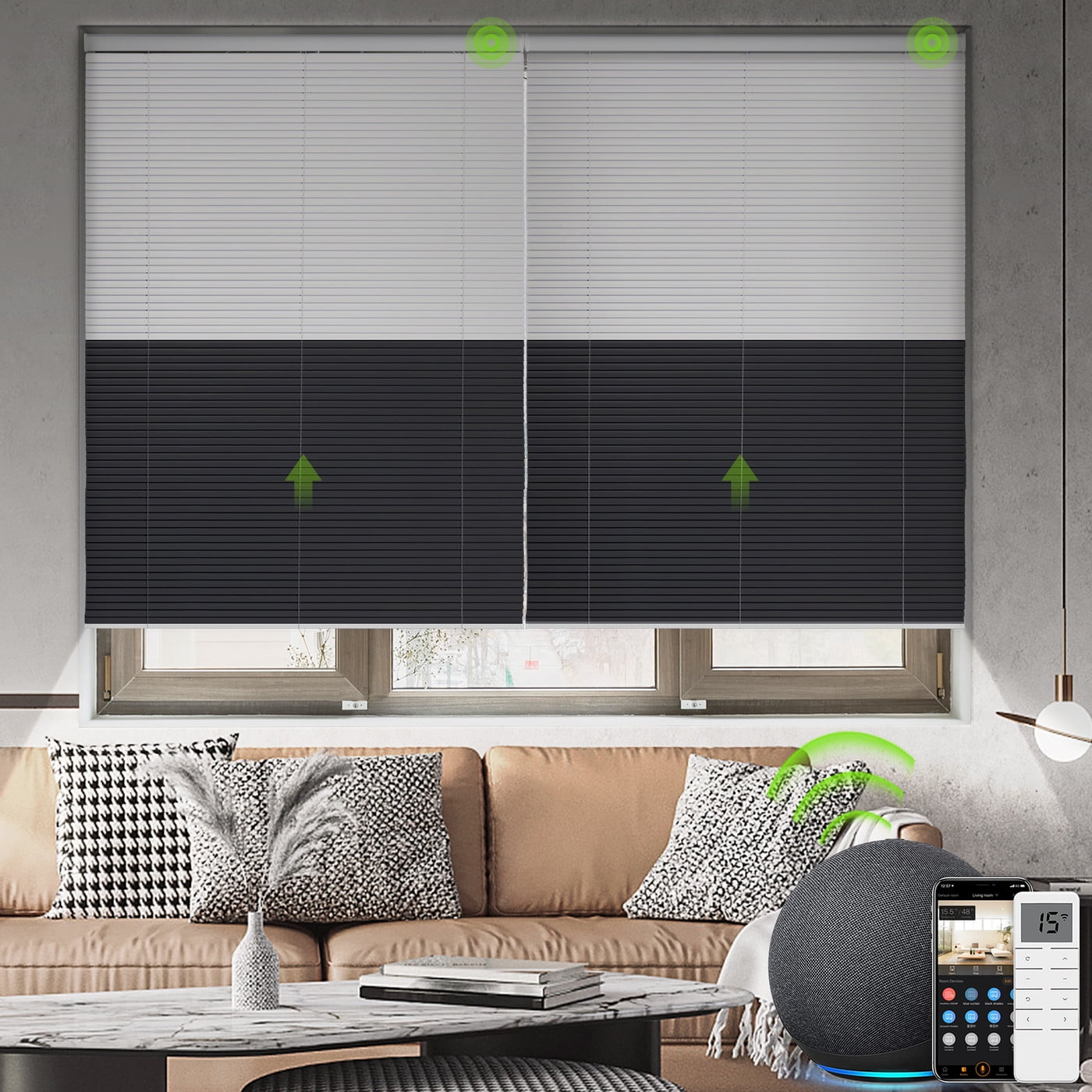 Yoolax Motorized Aluminum Venetian Blinds Electric Window Mini Blinds ...
