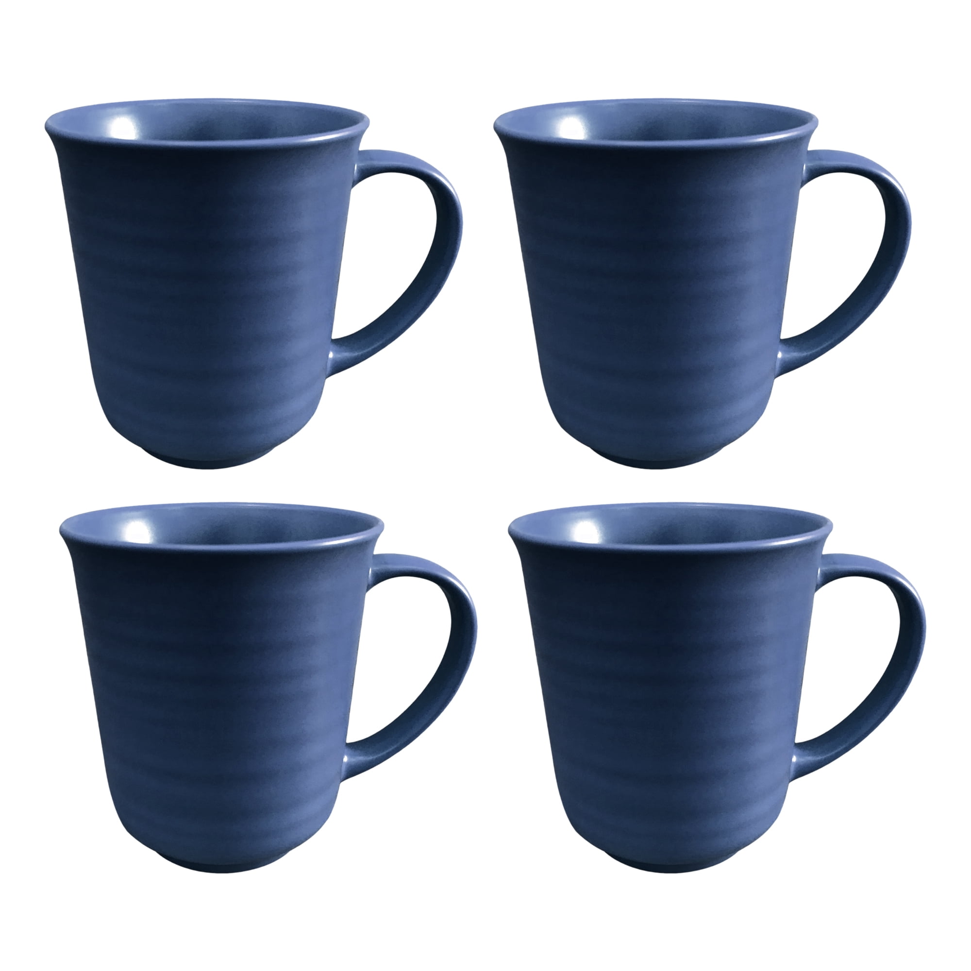 Blue Matte Glaze Finish 17 ounce Stoneware Coffee Cup Mugs Set of 4 ...