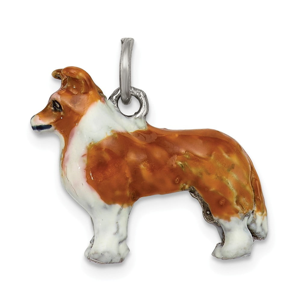 FB Jewels Sterling Silver Enameled Shetland Sheepdog Charm - Walmart.com