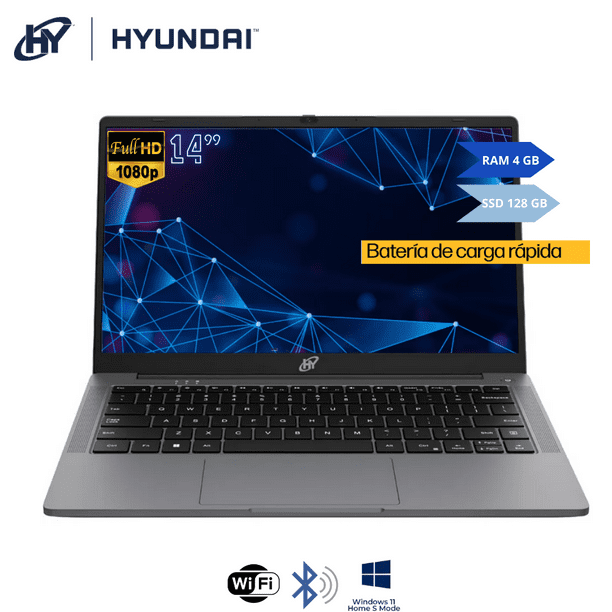 Laptop HY Book 14" N4020, 4GB RAM, 128GB SSD, Windows 11 S, USB Tipo-C ...