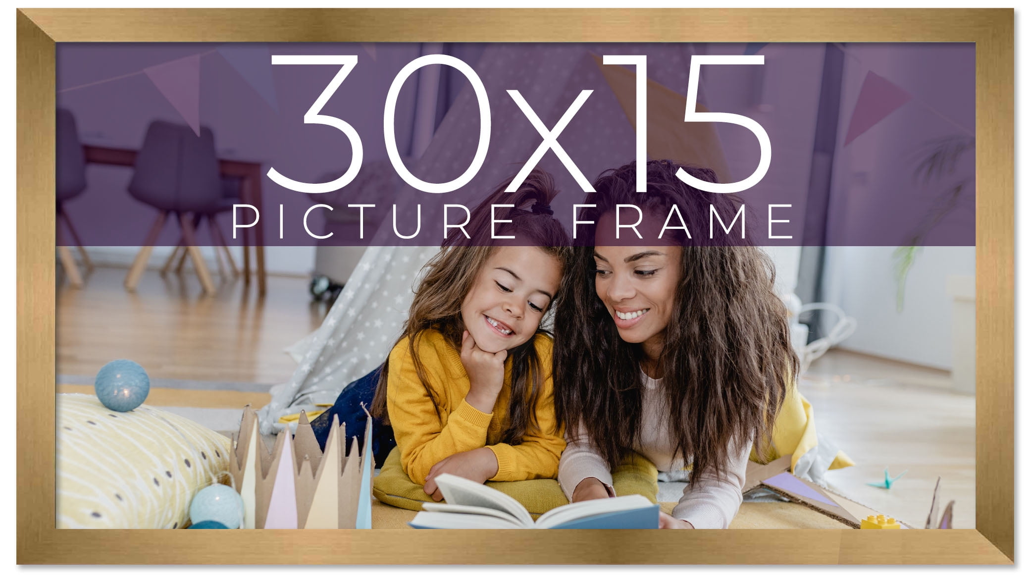 30x15 Bronze Real Wood Picture Frame Width 0.75 inches | Interior Frame ...