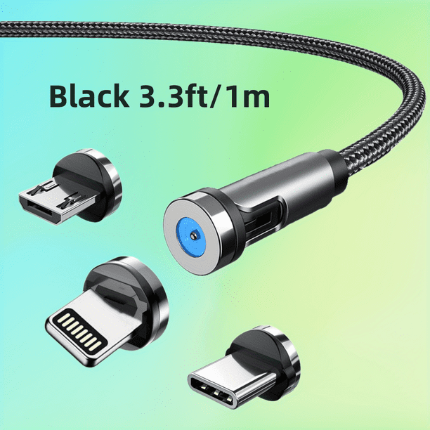 Magnetic Charging Cable, 540° Rotating Magnetic Phone Charger Nylon ...