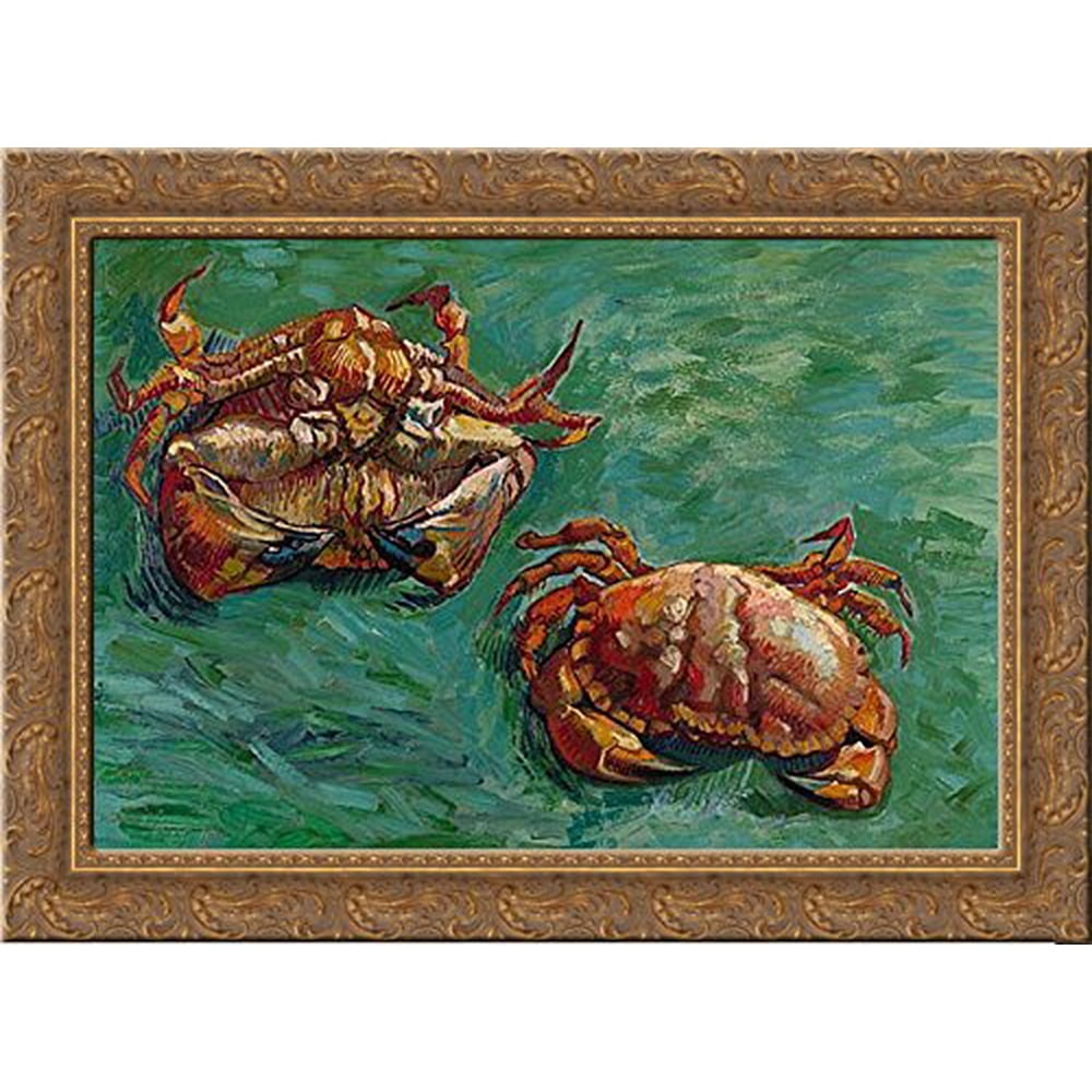 Two Crabs 24x18 Gold Ornate Wood Framed Canvas Art by Vincent van Gogh ...