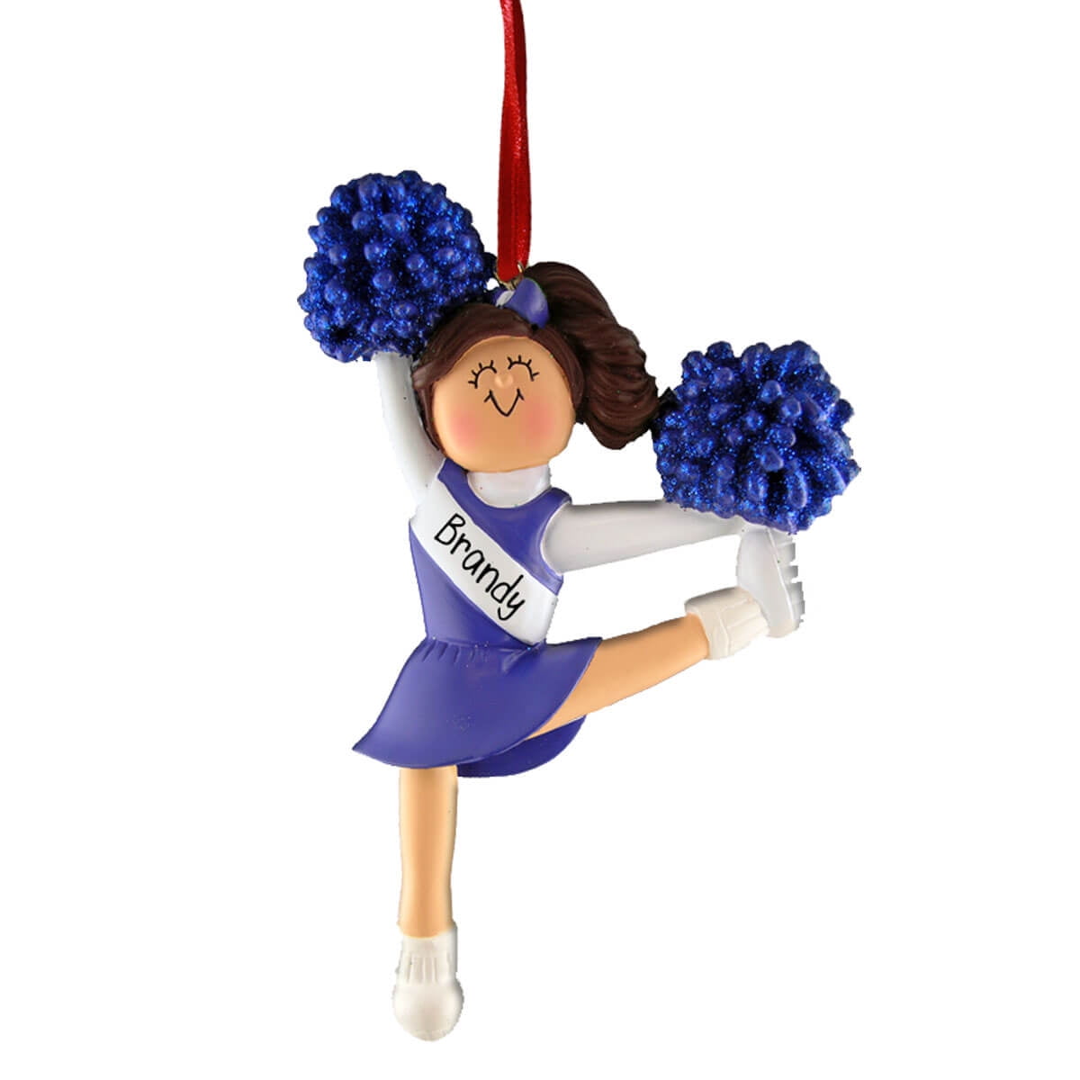 Personalized Cheerleader Blue Brown Christmas Ornament - School ...