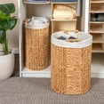 Household Essentials Handwoven Water Hyacinth Laundry Baskets, Cotton ...