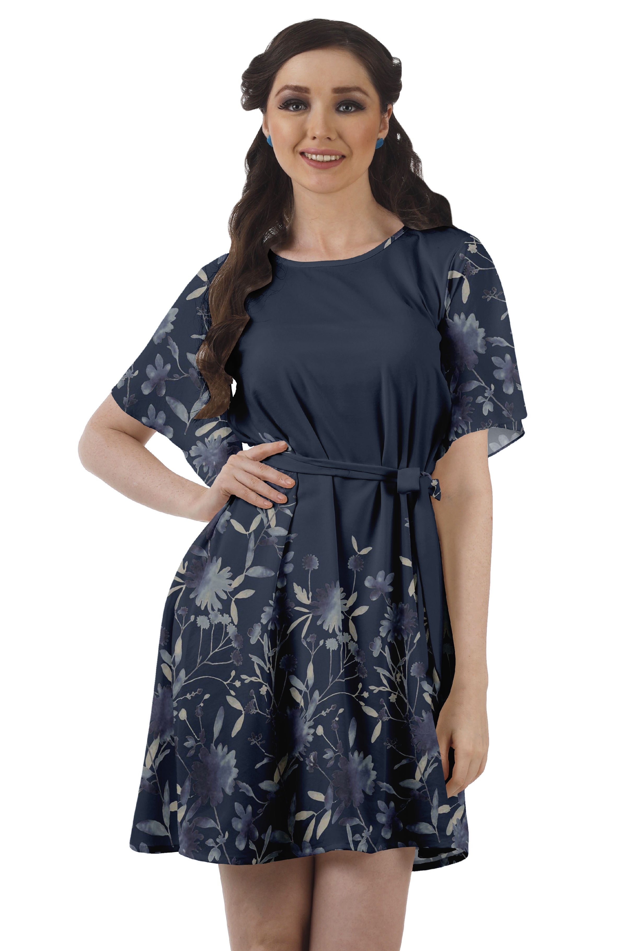 Moomaya Drawstring Belt A-Line Short Tunic Dress Sundresses Women ...