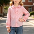 BFHHYA Girls Button Down Blouses Long Sleeve School Uniform Kids Lace ...
