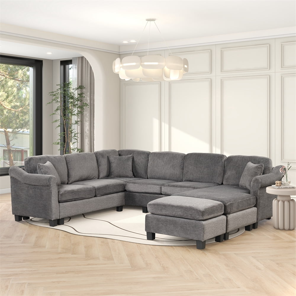 Oversized U Shaped Couch, Sectional Sofa with Right Side Chaise and ...
