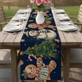 Navy Blue Christmas Table Runner 72 Inches, Xmas Tree Gingerbread ...