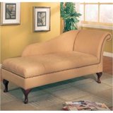 Traditional Tan Microfiber Chaise Lounge Lounger with Flip Open Seat ...