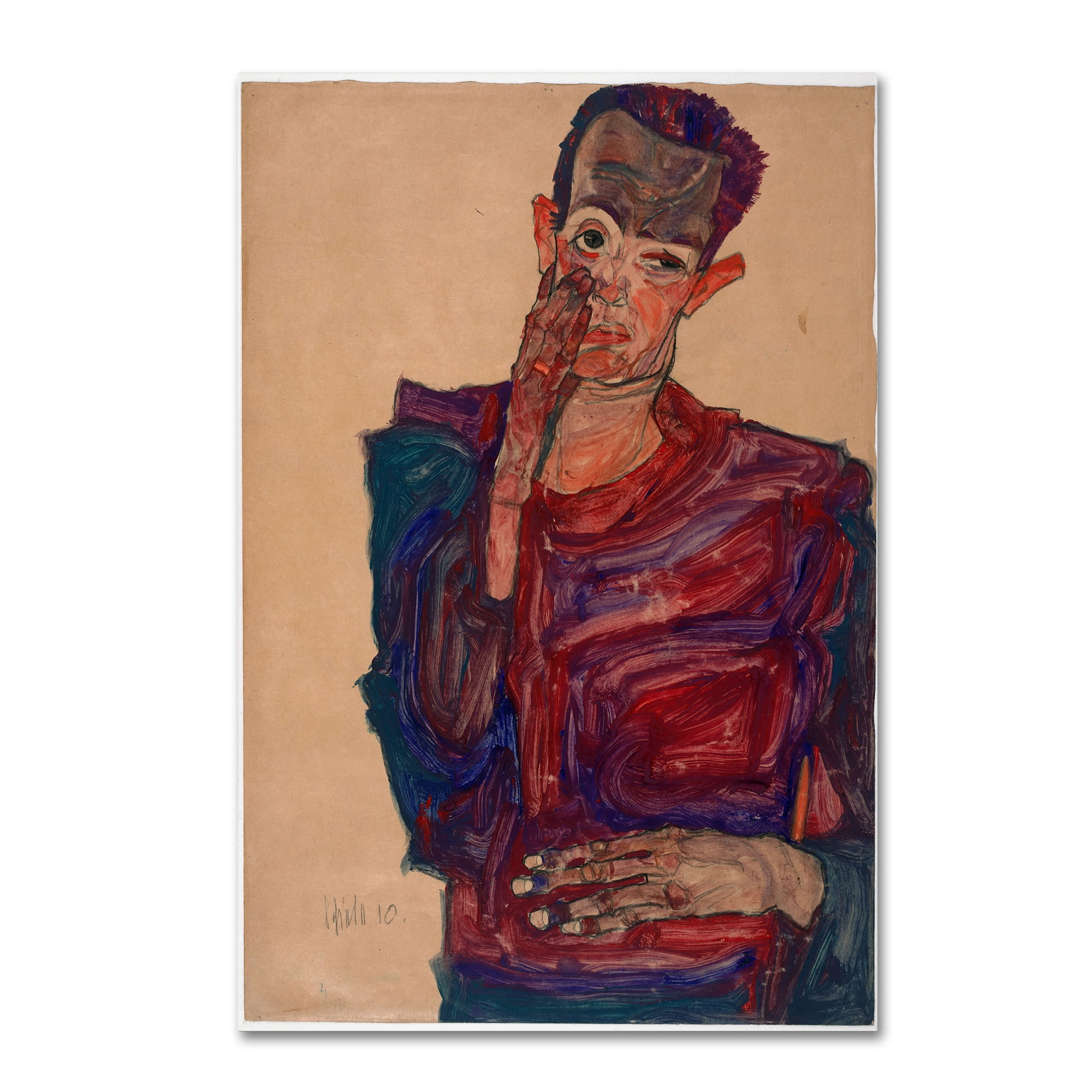 Trademark Fine Art 'Self Portrait With Eyelid Pulled Down' Canvas Art ...