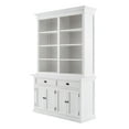 NovaSolo Halifax Mahogany Solid Wood Buffet Hutch Unit with 8 Shelves ...