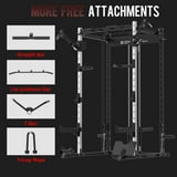 EonfitOmni Power Cage Squat Rack for Home Gym with Cable Crossover ...