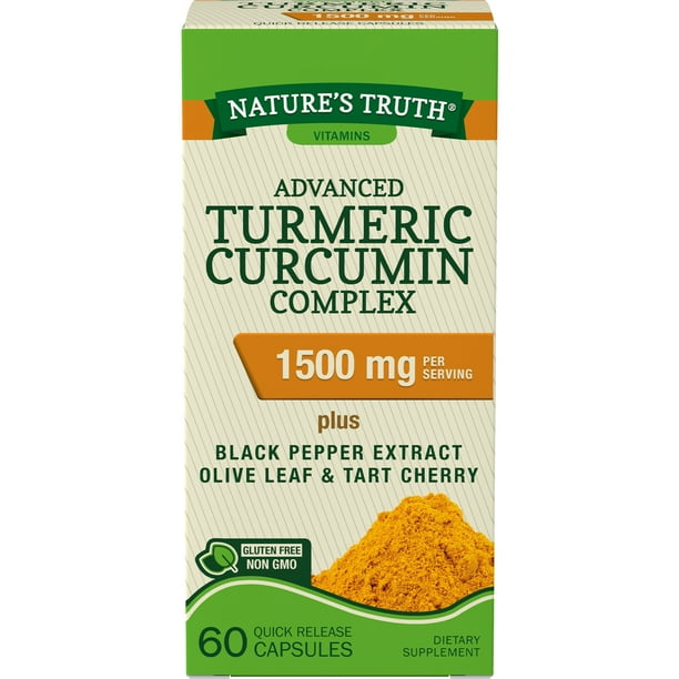 Nature's Truth Turmeric Curcumin 1500 mg | 60 Capsules | With Black ...