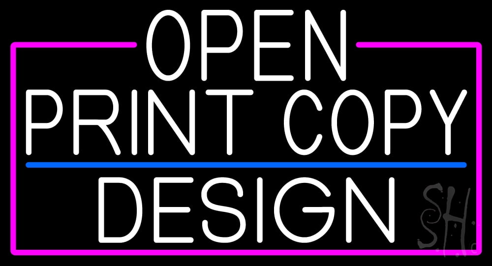 White Open Print Copy Design With Pink Border LED Neon Sign 20 x 37 ...
