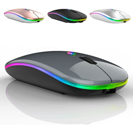 Led Wireless Mouse, Rechargeable Ultra-Thin Silent Mouse 2.4G Portable ...