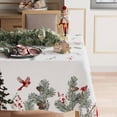 70x52 Inch Rectangular Cardinal Birds Winter Pine Tree Tablecloth ...