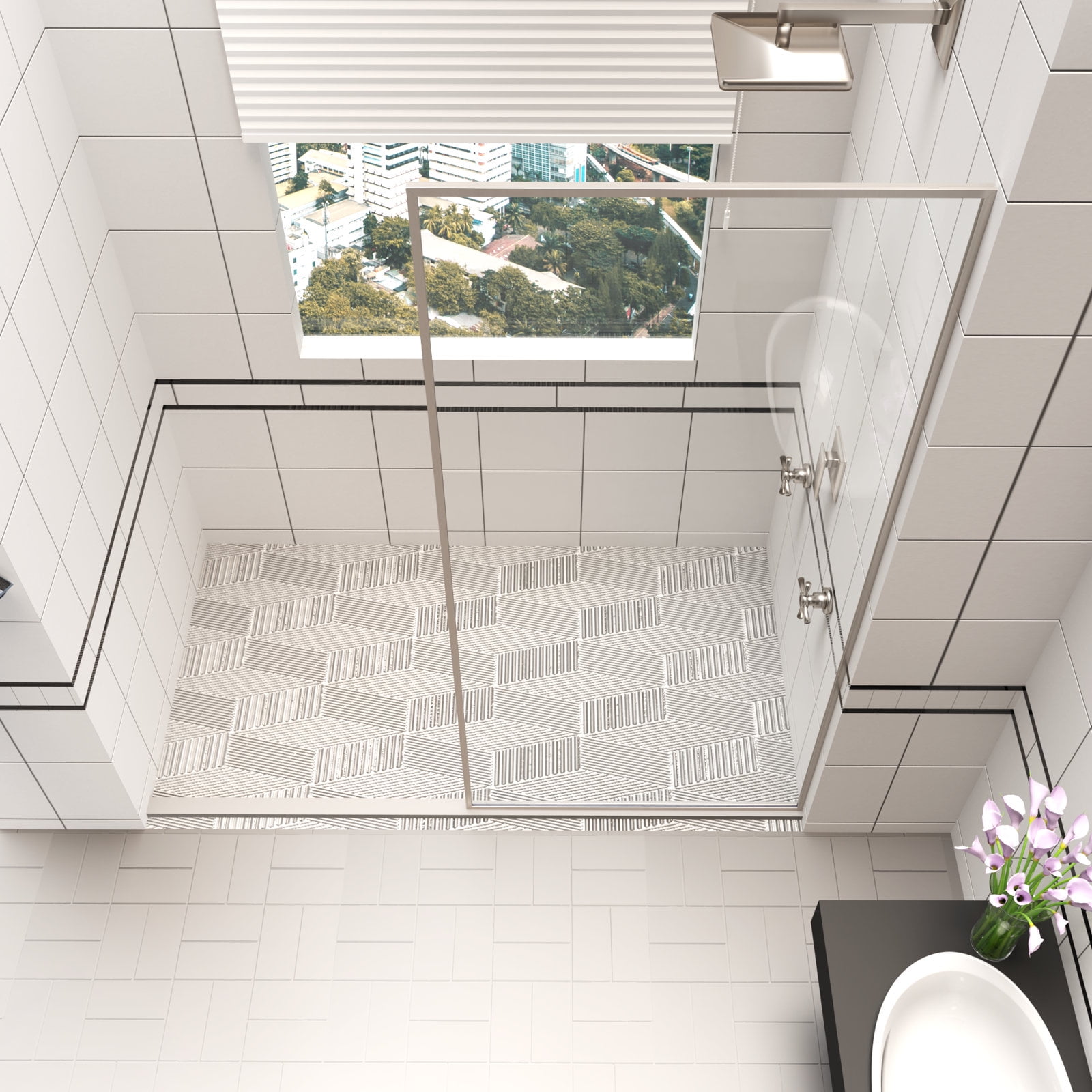 CKB 34'' W x 72'' H Framed Shower Door with Clear Glass,Framed Fixed ...