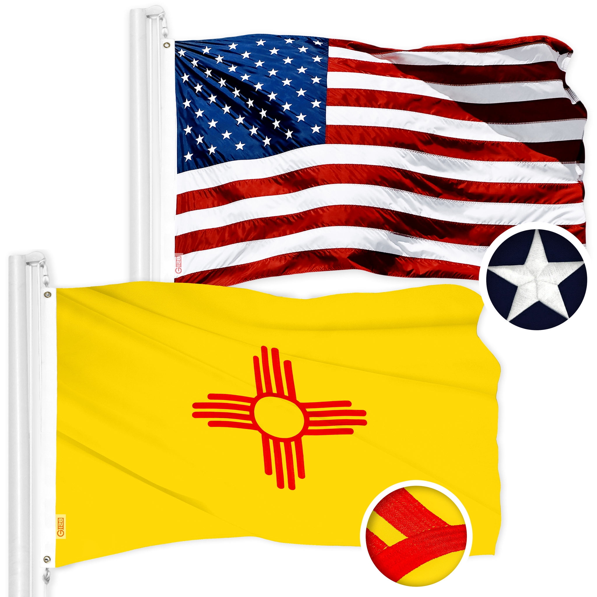 G128 Combo Pack: American USA Flag 2.5x4 Ft & New Mexico NM State Flag ...