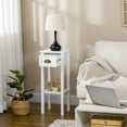 HOMCOM 2-Tier Side Table with Drawer Shelf, End Table, White - Walmart.com