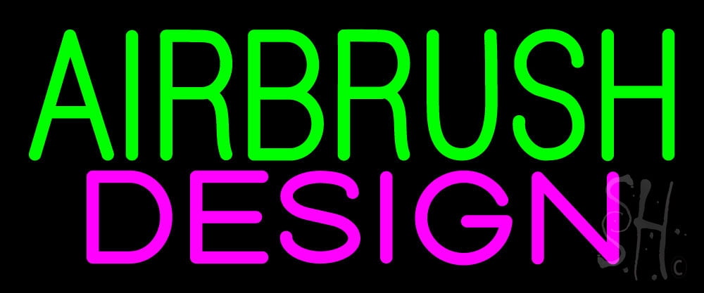 Green Airbrush Pink Design LED Neon Sign 6 x 15 - inches, Black Square ...