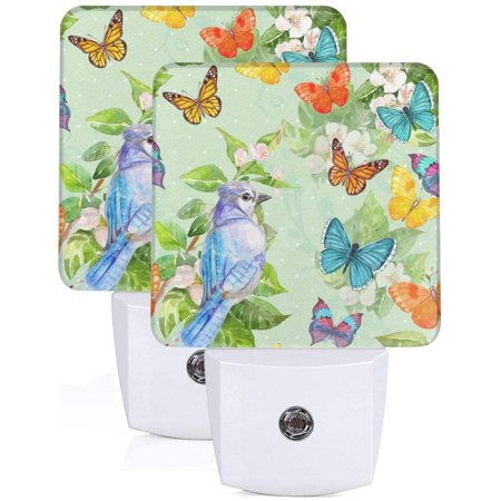 Blue Pretty Bird Watercolor Night Light Set of 2 Colorful Vintage ...