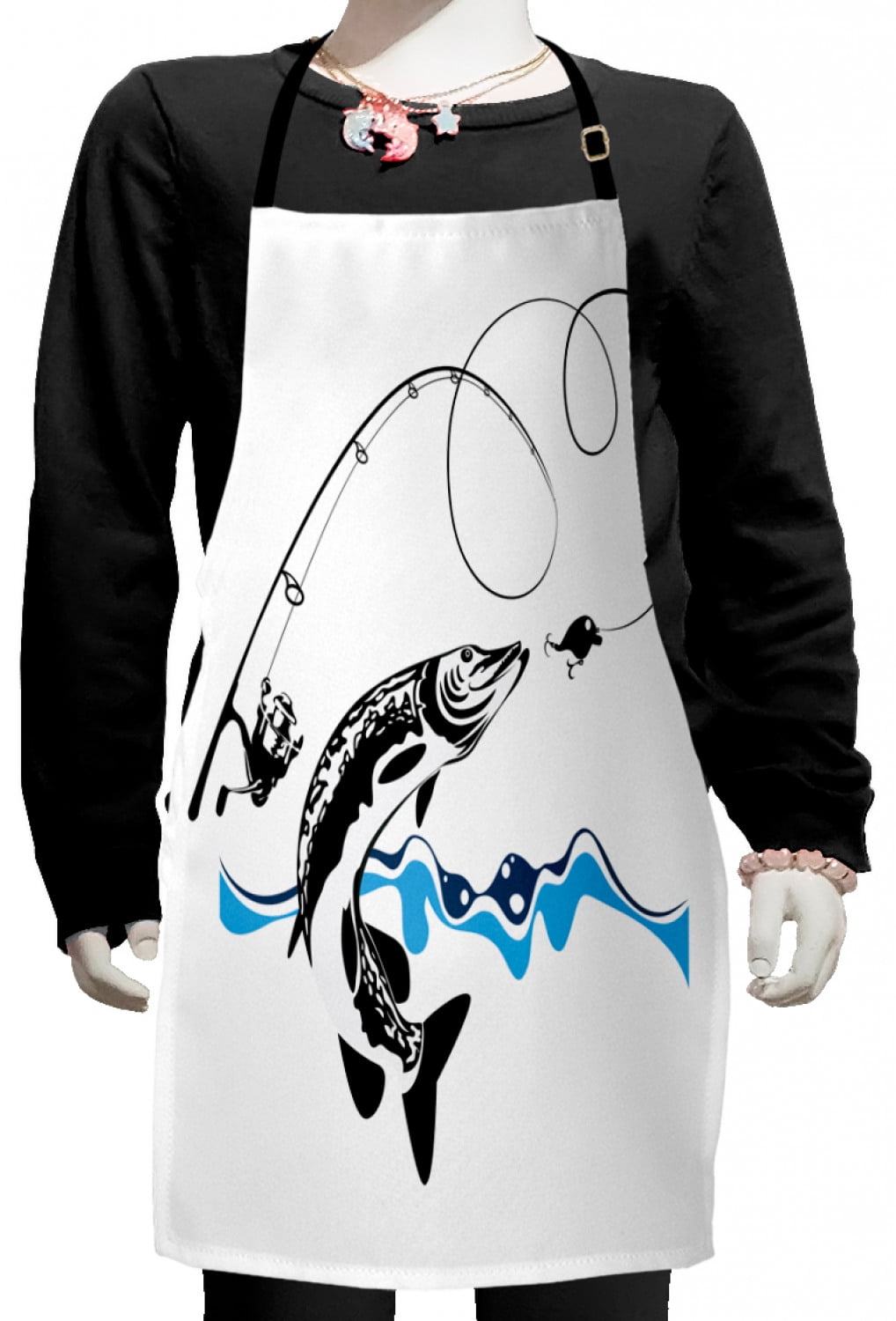 Fishing Kids Apron, Big Pike Fish Catching Wobblers Reel Trap in River ...