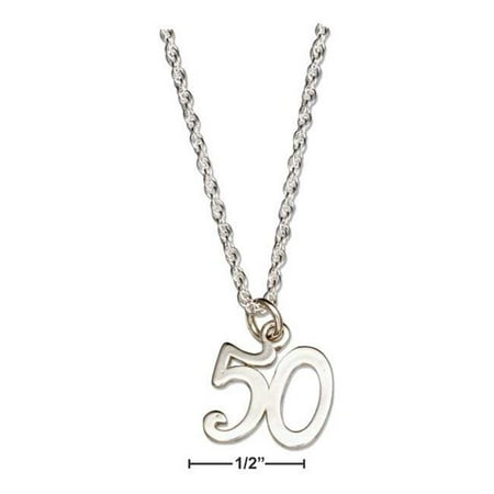 18 in. Sterling Silver Number 50 Pendant Birthday Anniversary Necklace ...