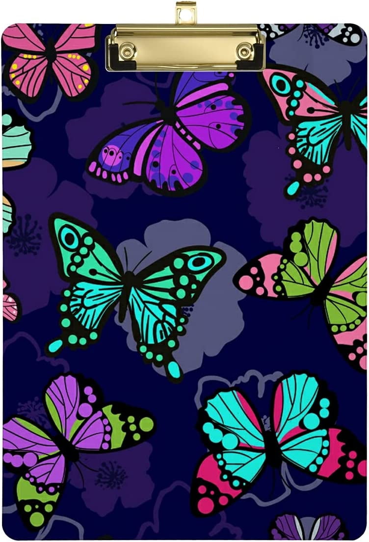 FMSHPON Bright Butterflies Clipboard Hardboard Wood Nursing Clip Board ...