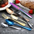 Luxtrada 4Pcs Flatware Rainbow Dinnerware Stainless Steel Tableware Set ...