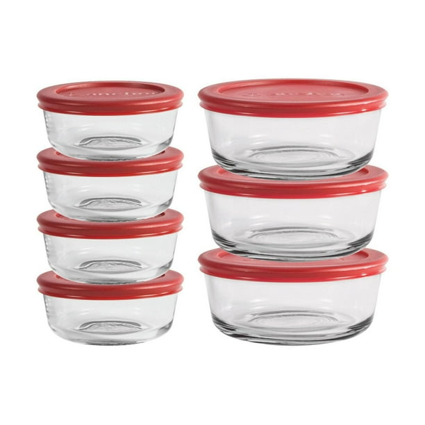 Anchor Hocking 14 Piece Glass Food Storage Set with Red Lids - Walmart.ca