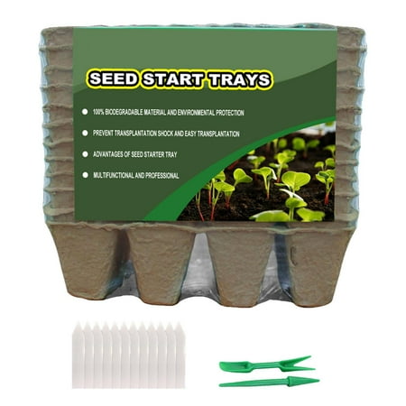Planting Tray｜12 Compartment Pulp Peat Pot Planting Set for Outdoor ...