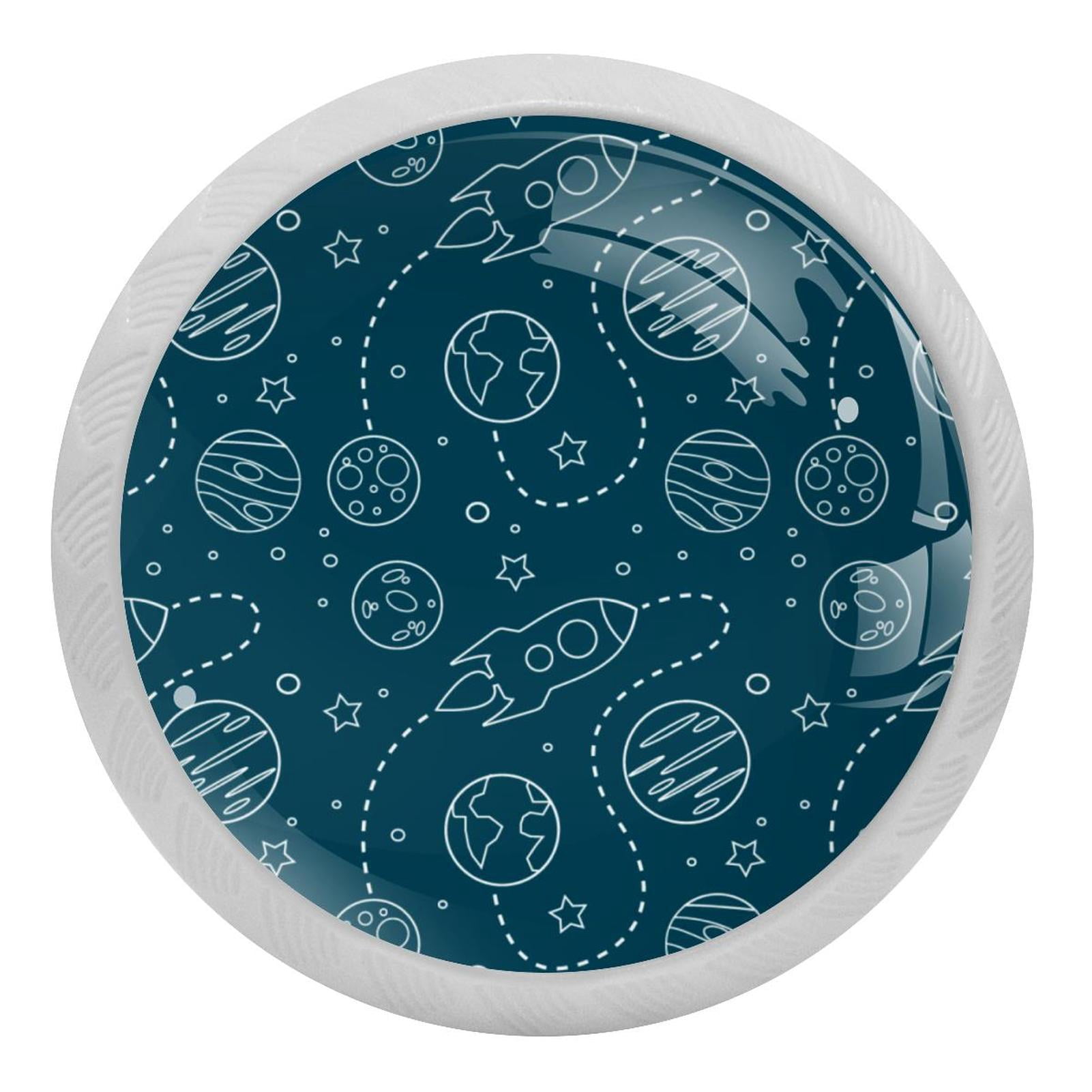 4PCS Round Rockets Space Planets Cabinet Fluorescence Knob Glowing in ...