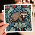 3drose, Raccoon William Morris Style Woodland Botanical Red Floral ...