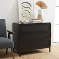 SAFAVIEH Zadie Coastal Style 3 Drawer Rattan Chest, Black (34 in. W x ...