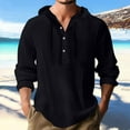 Black Long Sleeve Hood for Man Fall Summer Crew Neck Faux Gauze Linen ...