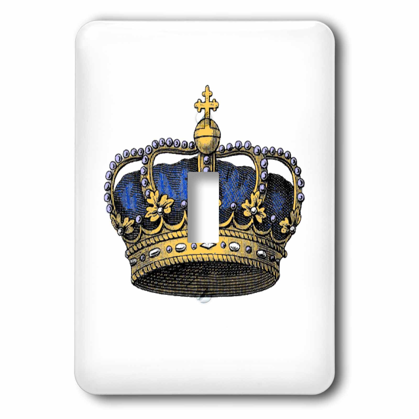 3dRose Navy Blue Crown - Vintage art - royal - royalty - gold kings or ...