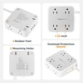 Surge Protector Power Strip, 5 Ft Flat Plug Extension Cord with 3 USB ...