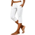 Asgosdo Women Pants Drawstring White Slim Fit Casual Trendy Basic Going ...
