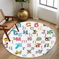 Colorful Alphabet Round Area Rug 6 FT, Non Slip Bedroom Rugs, Cartoon ...
